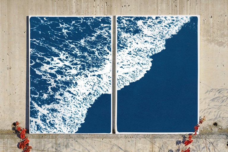 Kind of Cyan - Nautical Diptych of Deep Blue Sandy Shore, Original ...