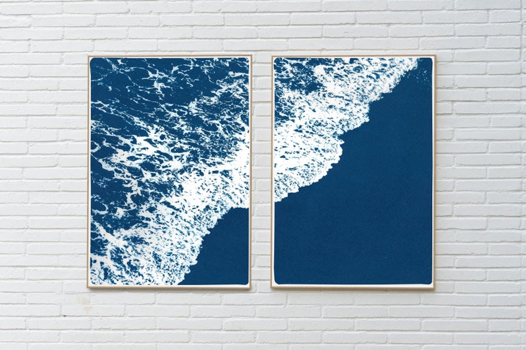 Kind of Cyan - Nautical Diptych of Deep Blue Sandy Shore, Original ...