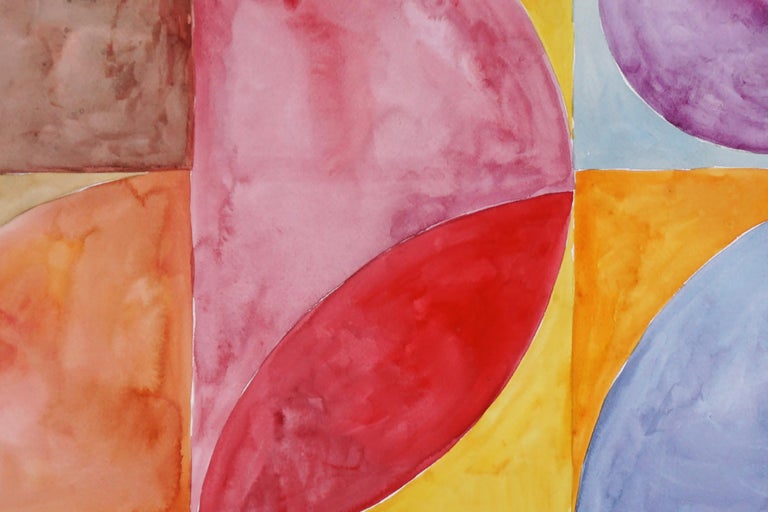 Natalia Roman - Geometric Stained Glass Window, Watery Red, Pink and ...