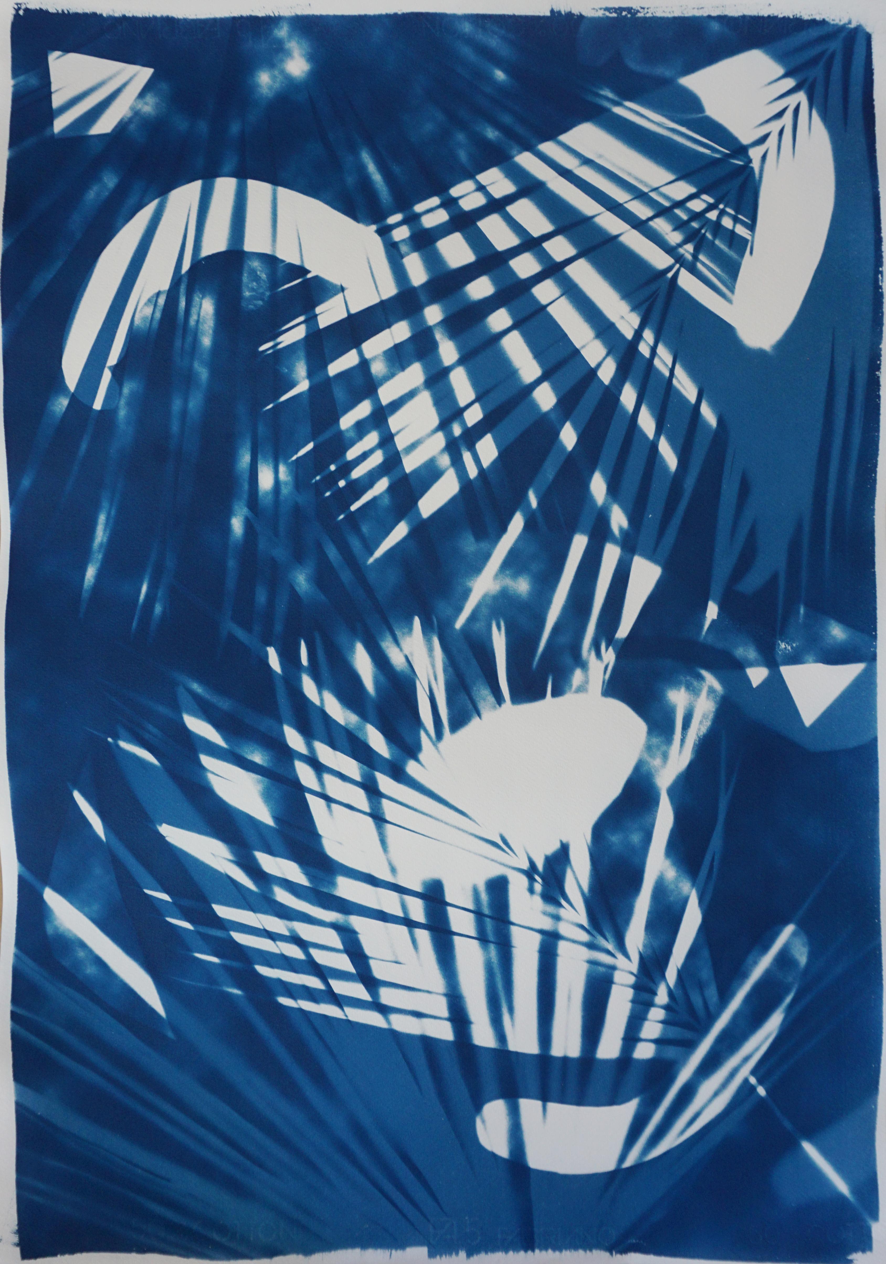 Kind of Cyan - Tropical Palm Leaf Shades, Original Photogram on ...