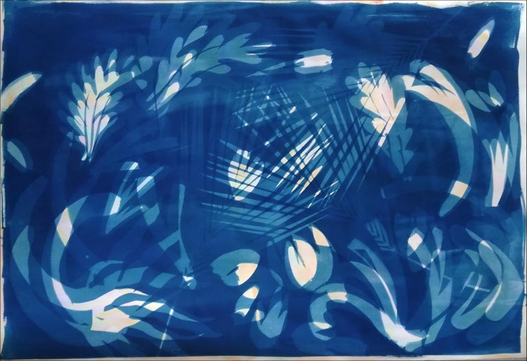 Kind of Cyan - Botanical Shapes on Subtle Purple Marble, Classic ...