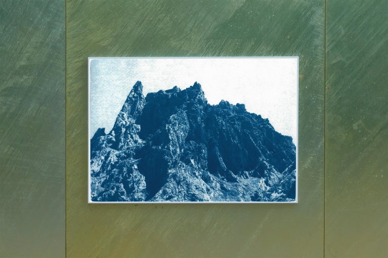 Kind of Cyan - Rocky Desert Mountain in Blue, Detailed Cyanotype on ...