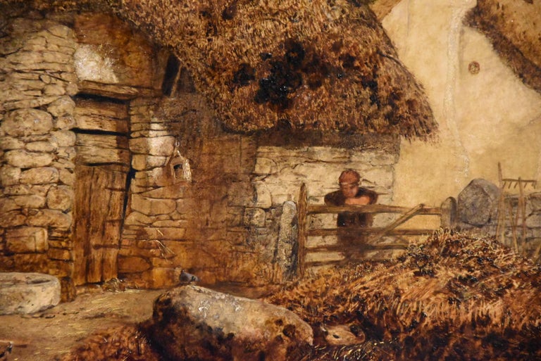 John Henry Dell - Oil Painting by John Henry Dell “Feeding the chickens ...