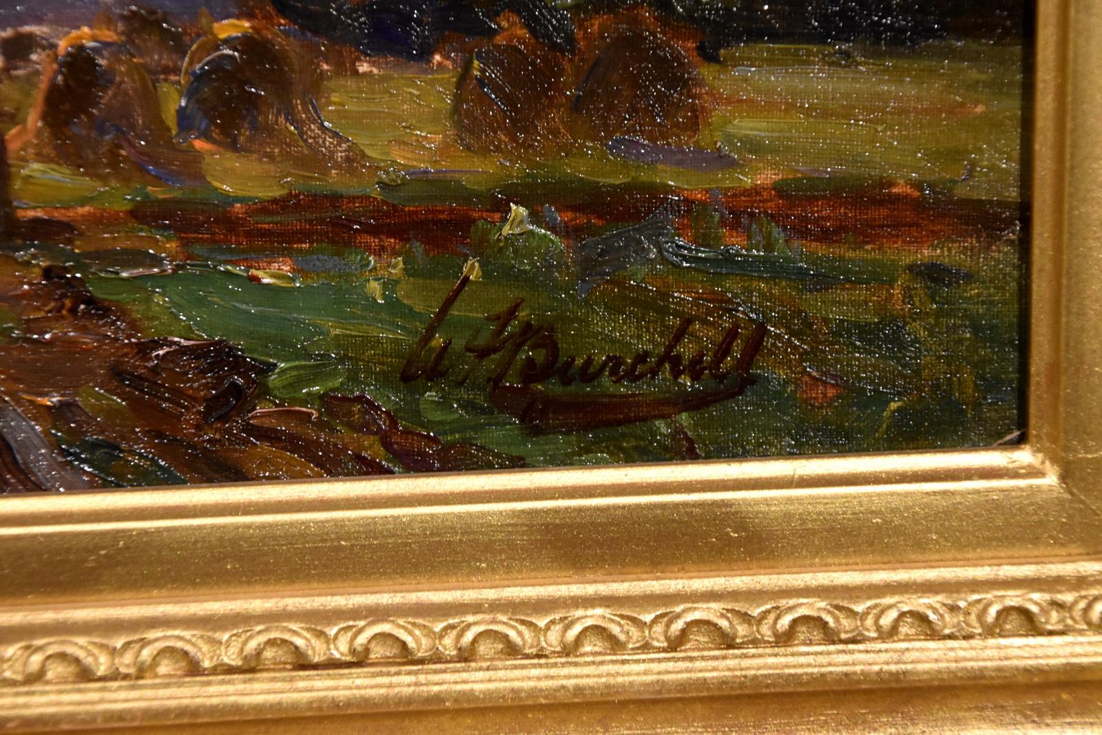 William F. Burchell - Oil Painting by William F. Burchell “Evening in ...