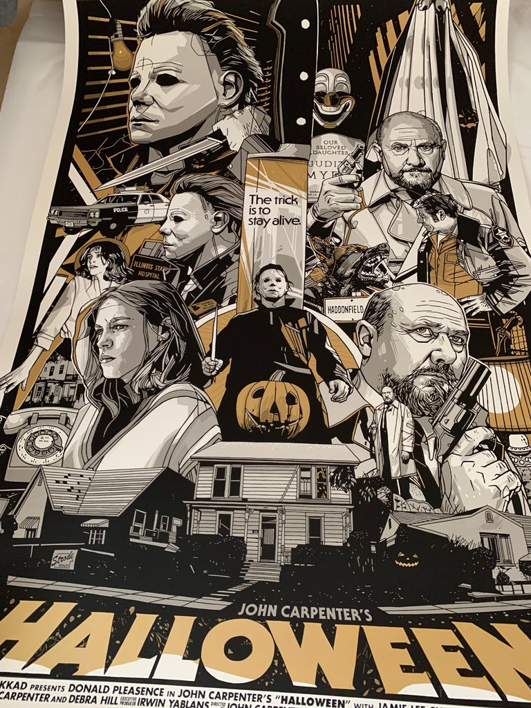 Tyler Stout - Tyler Stout Halloween Screen Print Michael Myer's Gold ...