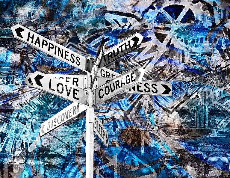 Joanie Landau - Love+Courage Blue, Abstract Photography, Archival Ink ...