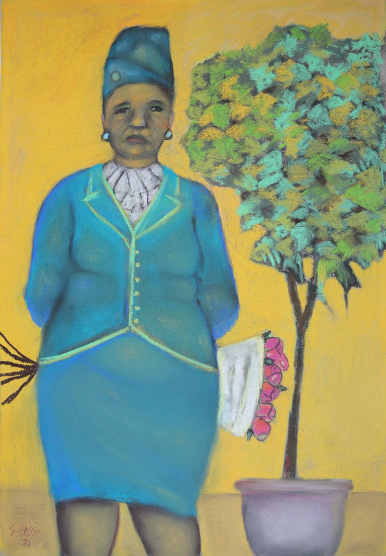 Stephen Basso - Bouquet Bearer bright colors blue dress yellow wall ...