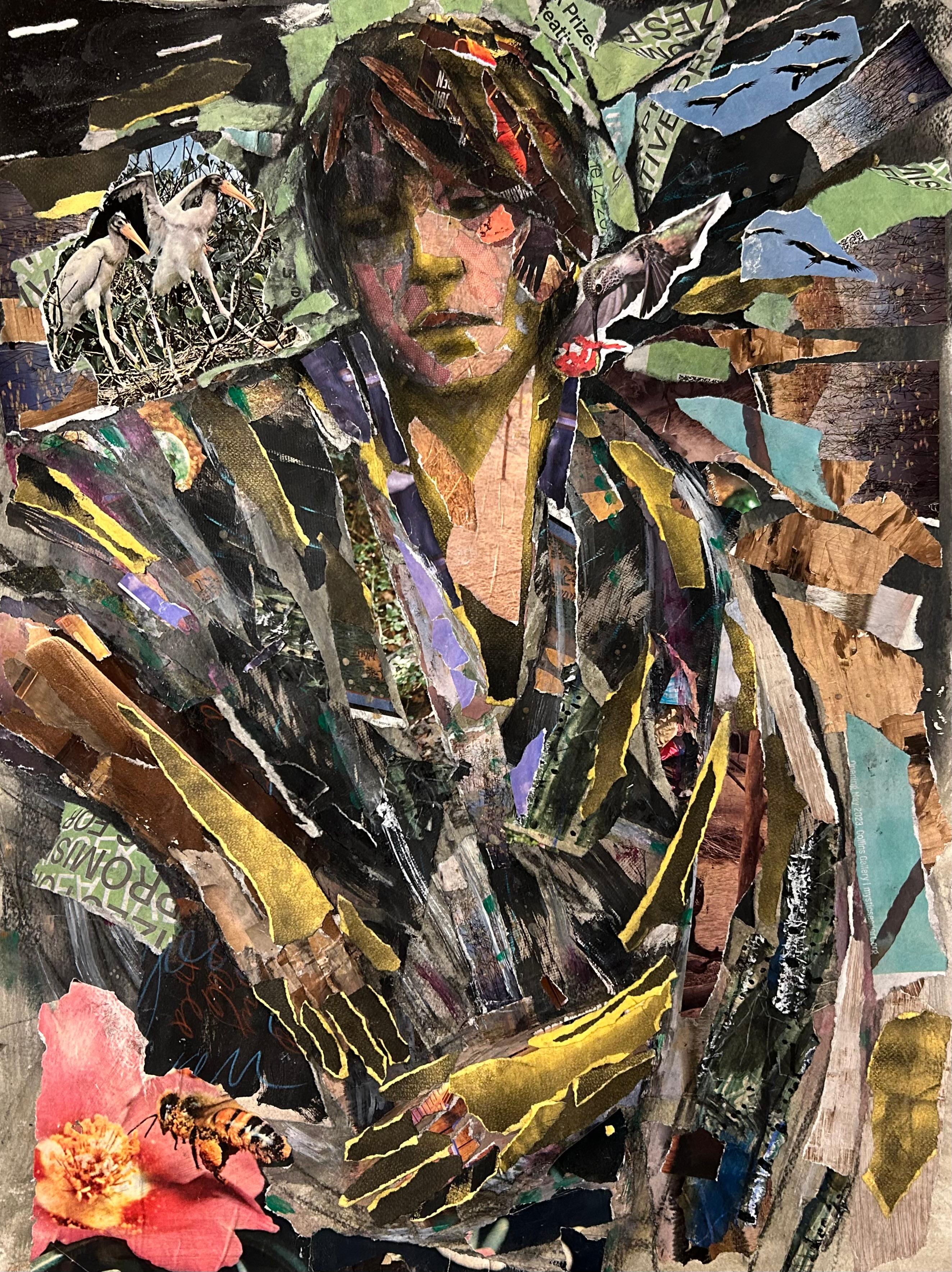 Audrey Anastasi - Elsewhere, figure, collage, disrupted realism birds ...