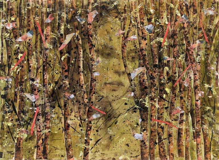 Audrey Anastasi - Red Birch, disrupted realism, nature, woman, muted ...