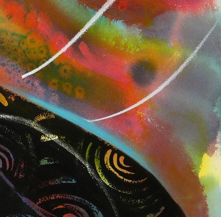 Janet Morgan - Hanging Woman, colorful, yoga reference, figure w ...