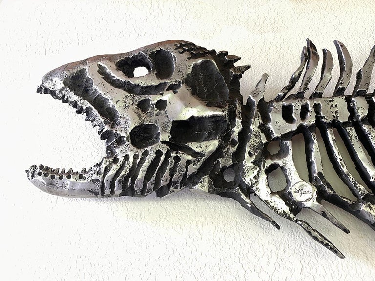 David Marshall - Mural Metal Silver Fish "Mixinos" Abstract Wall ...