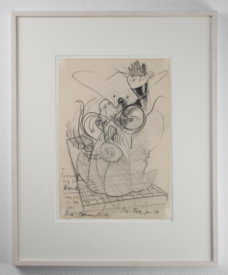Dieter Roth - "Untitled", original abstract pencil drawing, framed ...