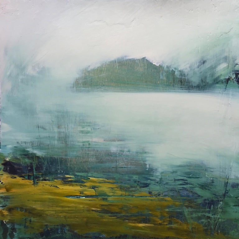 Regina Quinn - "Dawn", oil painting, encaustic, landscape, fog, Hudson ...