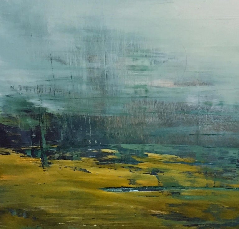 Regina Quinn - "Dawn", oil painting, encaustic, landscape, fog, Hudson ...