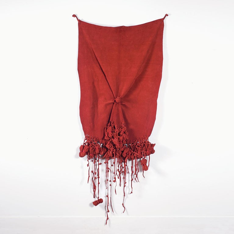 Wojciech Sadley - Tatoo, Mid-Century Red Leather Tapestry, Abstract ...