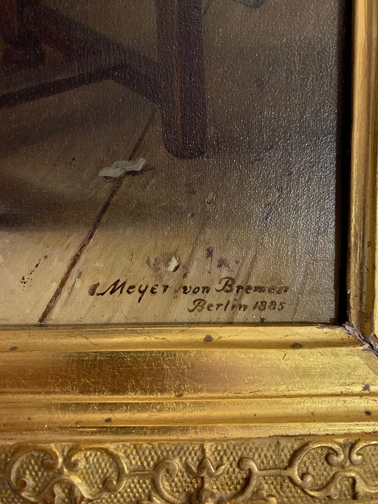 Johann Georg Meyer von Bremen - Sister Knitting with Child, German ...