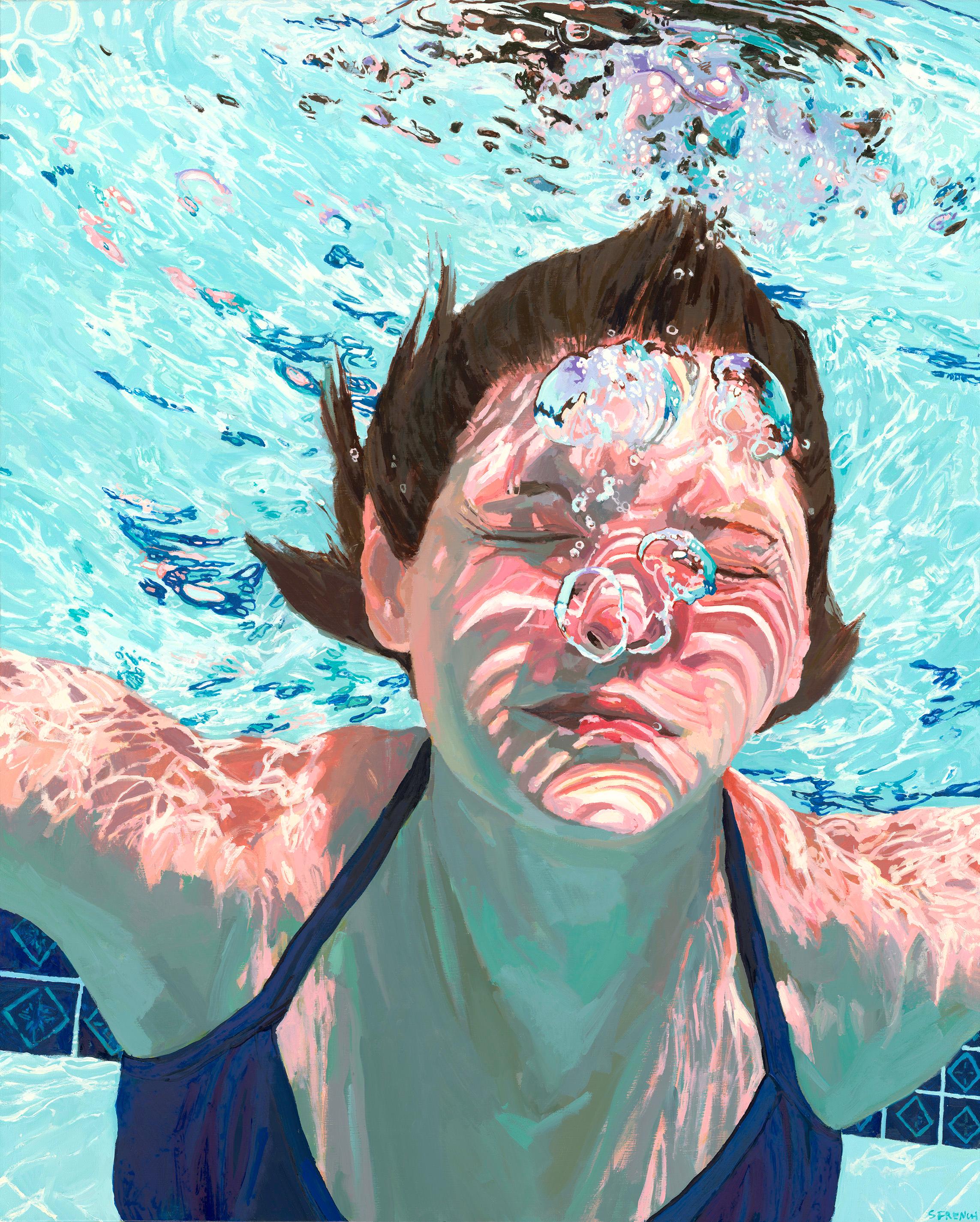 Samantha French - Clear Water, Samantha French Oil on Canvas Swimming ...