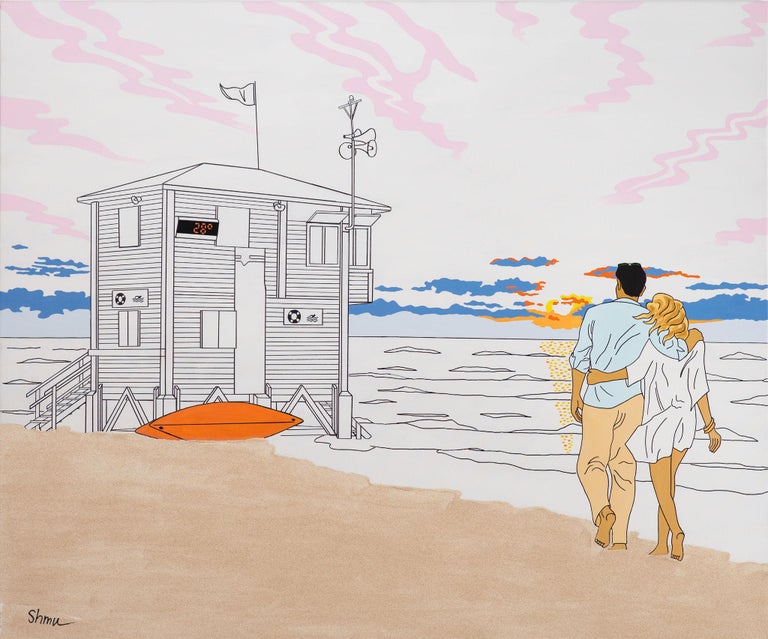 Shmu - Shmu, Promenade, Israeli beach, Acrylic and mixed media on ...
