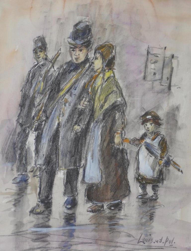 Louis van der Pol - Louis van der Pol "Family in the Rain" Original ...