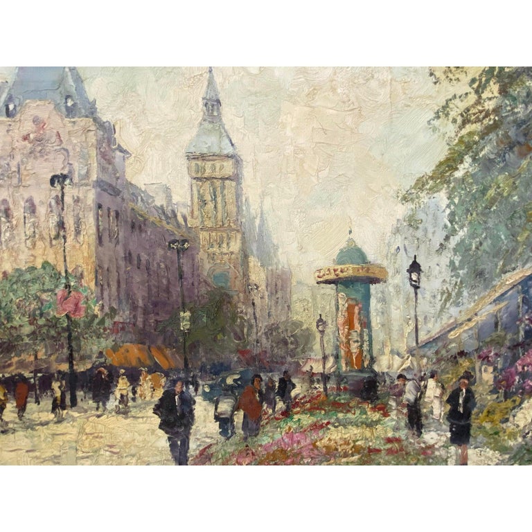 M. Brisson - M. Brisson "French Flower Vendor" Original Oil Painting c ...