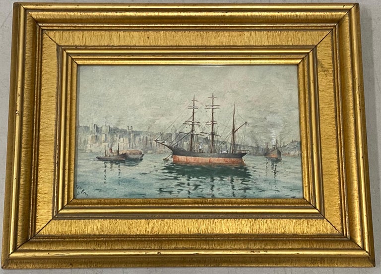 Carl Bjork - Carl Bjork European Port Scene Original Watercolor C.1917 ...