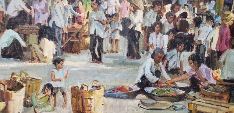 Gerald Merfeld - Gerald Merfeld "Street Market, Vietnam" Original Oil ...
