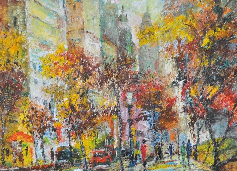 David Heath - David Heath "Autumn in New York" Original Oil Painting c ...