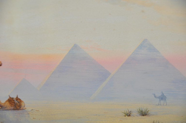 Unknown - 19th Century Watercolor Pyramids at Giza at 1stDibs