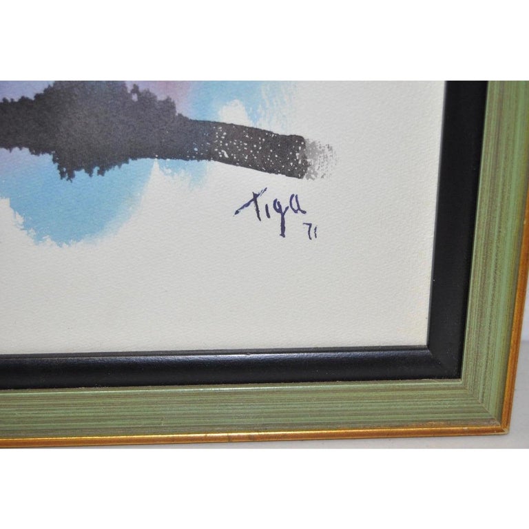 TIGA (Jean Claude Garoute, Haitian) Original Watercolor c.1971 at 1stDibs