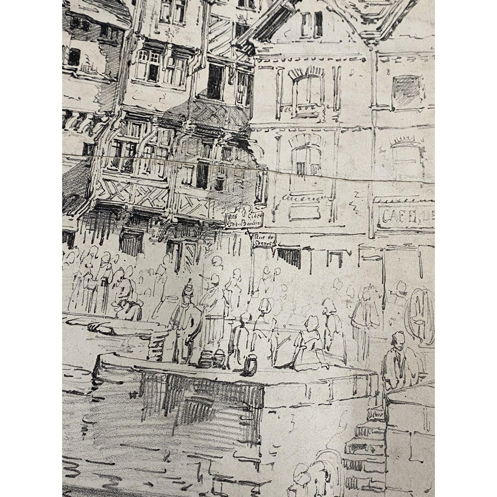 Samuel Gillespie Prout - Samuel Prout "Abbeville, France" Original Pen ...