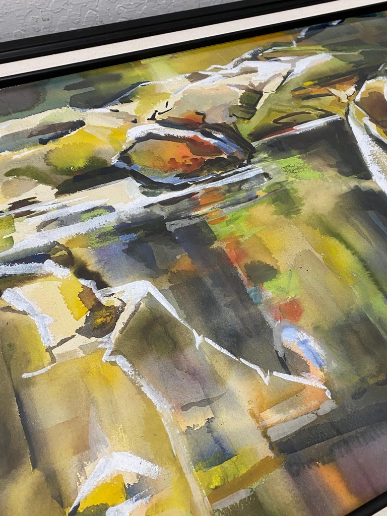 Gladys Gray - Gladys Gray "Stone Quarry" Original Abstract Watercolor c ...