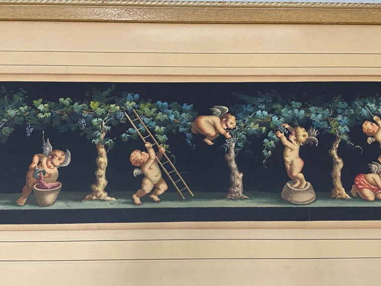 Vincenzo Bisogno - Classical Frieze Paintings "Working Putti, Wine and ...