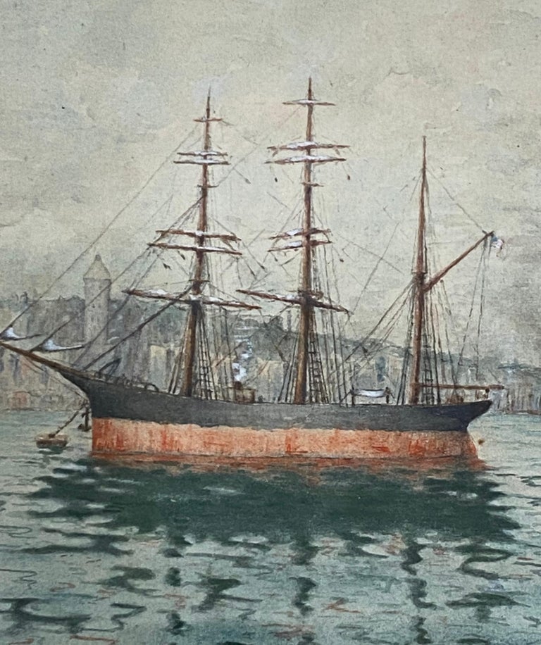 Carl Bjork - Carl Bjork European Port Scene Original Watercolor C.1917 ...