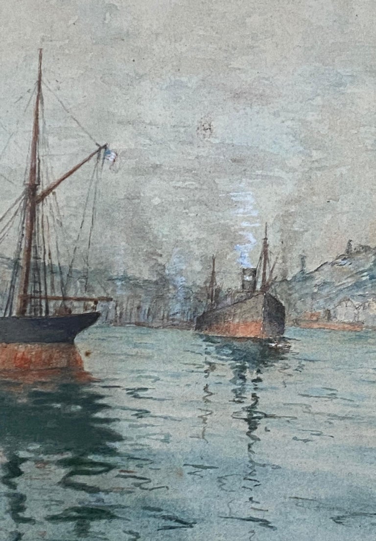 Carl Bjork - Carl Bjork European Port Scene Original Watercolor C.1917 ...