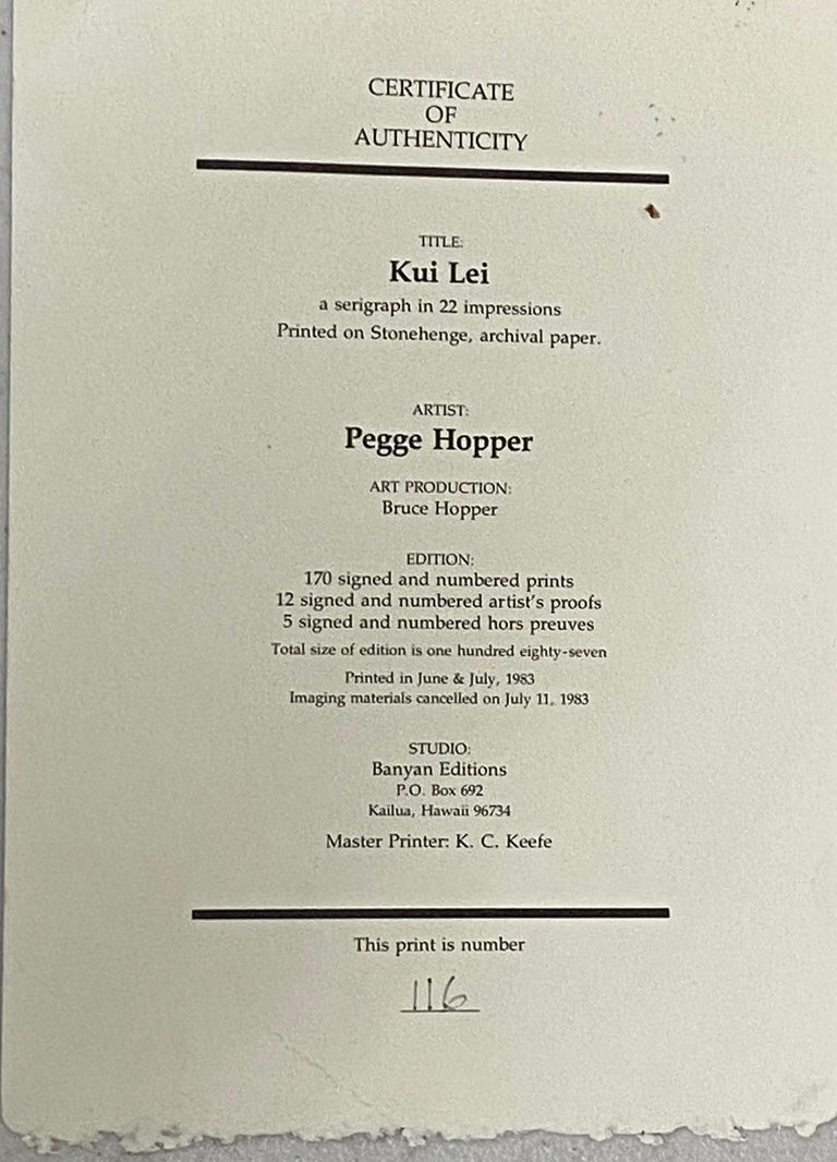 Pegge Hopper - Pegge Hopper "Kui Lei" Original Pencil Signed Serigraph ...