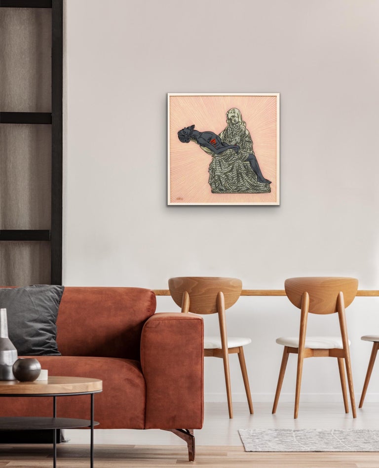 Conrad Botes - Pieta I, Reverse Glass Painting by South African artist ...