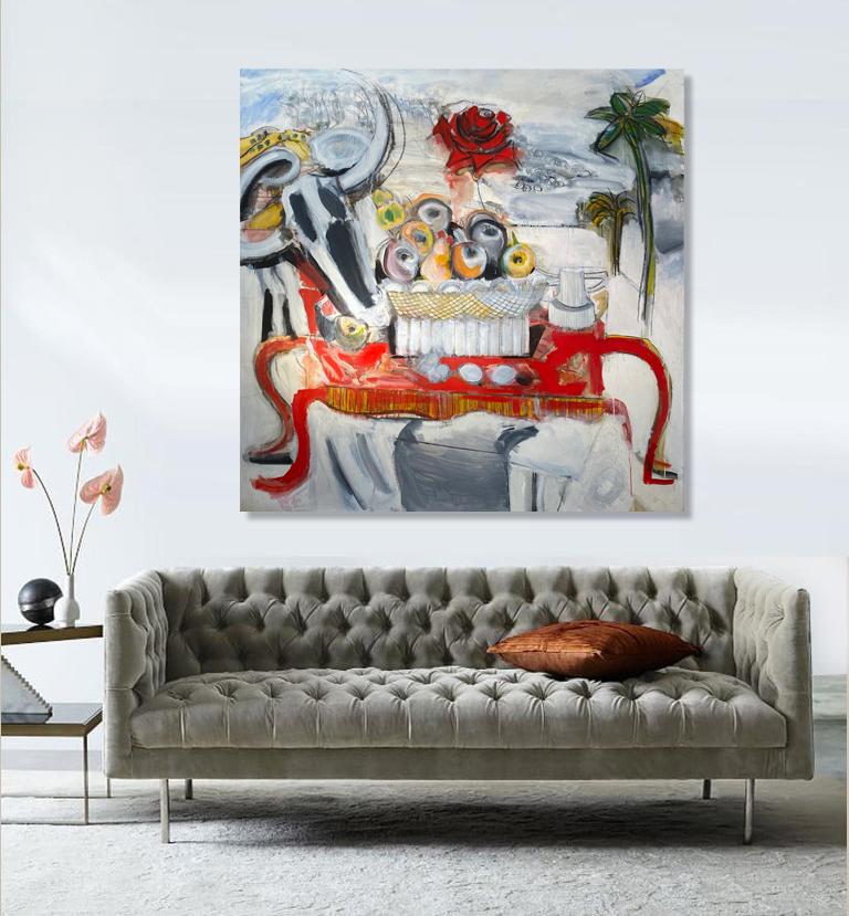 Steven H. Rehfeld - Untitled, Large colorful Still Life Mixed Media by ...