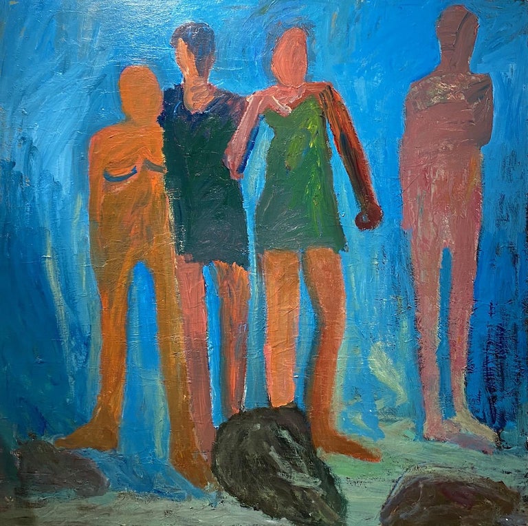 Rima West - "4 Figures" Oil on canvas by Rima West For Sale at 1stDibs