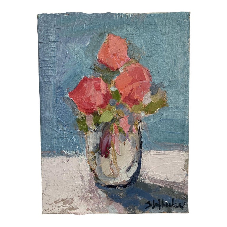 Stephanie Wheeler - Mini Floral Oil Painting on Canvas at 1stDibs
