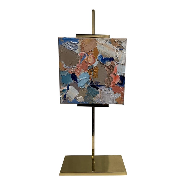 Stephanie Wheeler - Abstract Mini Oil on Brass Gold Easel at 1stDibs