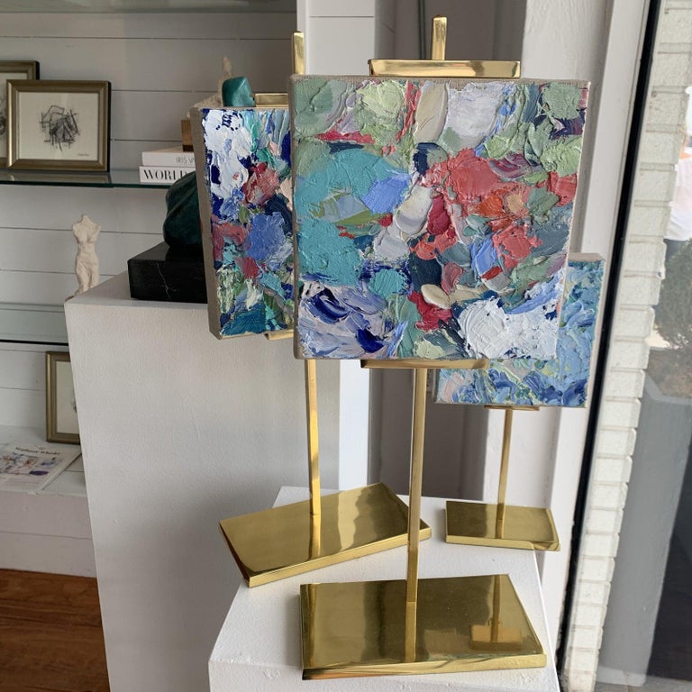 Stephanie Wheeler - Abstract Oil on Gold Brass Easel Artist Stephanie ...