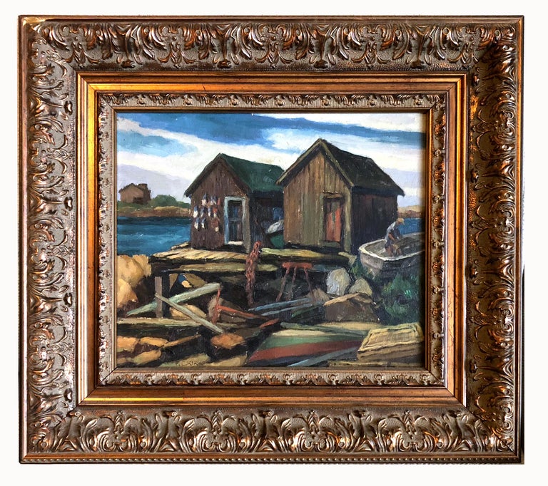 Frank Cohen Kirk - Fishing Shacks on Star Island, New Hampshire at 1stDibs