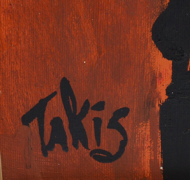 Nicholas Takis - Vintage Modernist Oil Painting "Portrait of a Woman ...