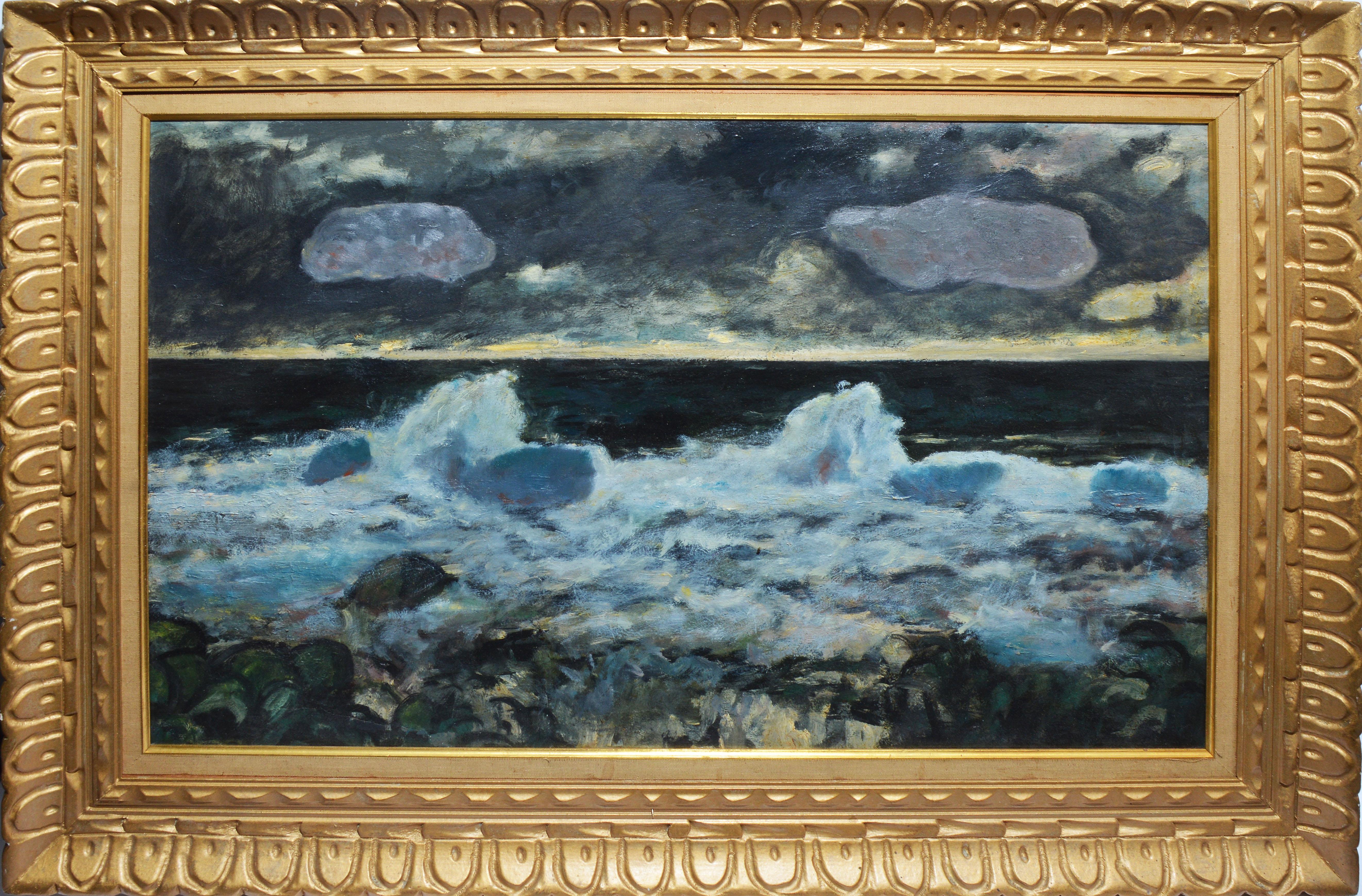 Abbo Ostrowsky - Large Vintage American Modernist Seascape Ocean Oil ...