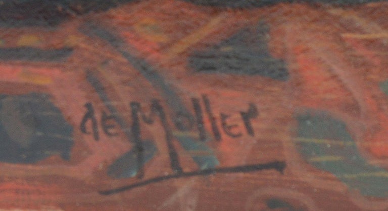 André de Moller - "Friends" Vintage Interior Oil Painting with a Dog ...