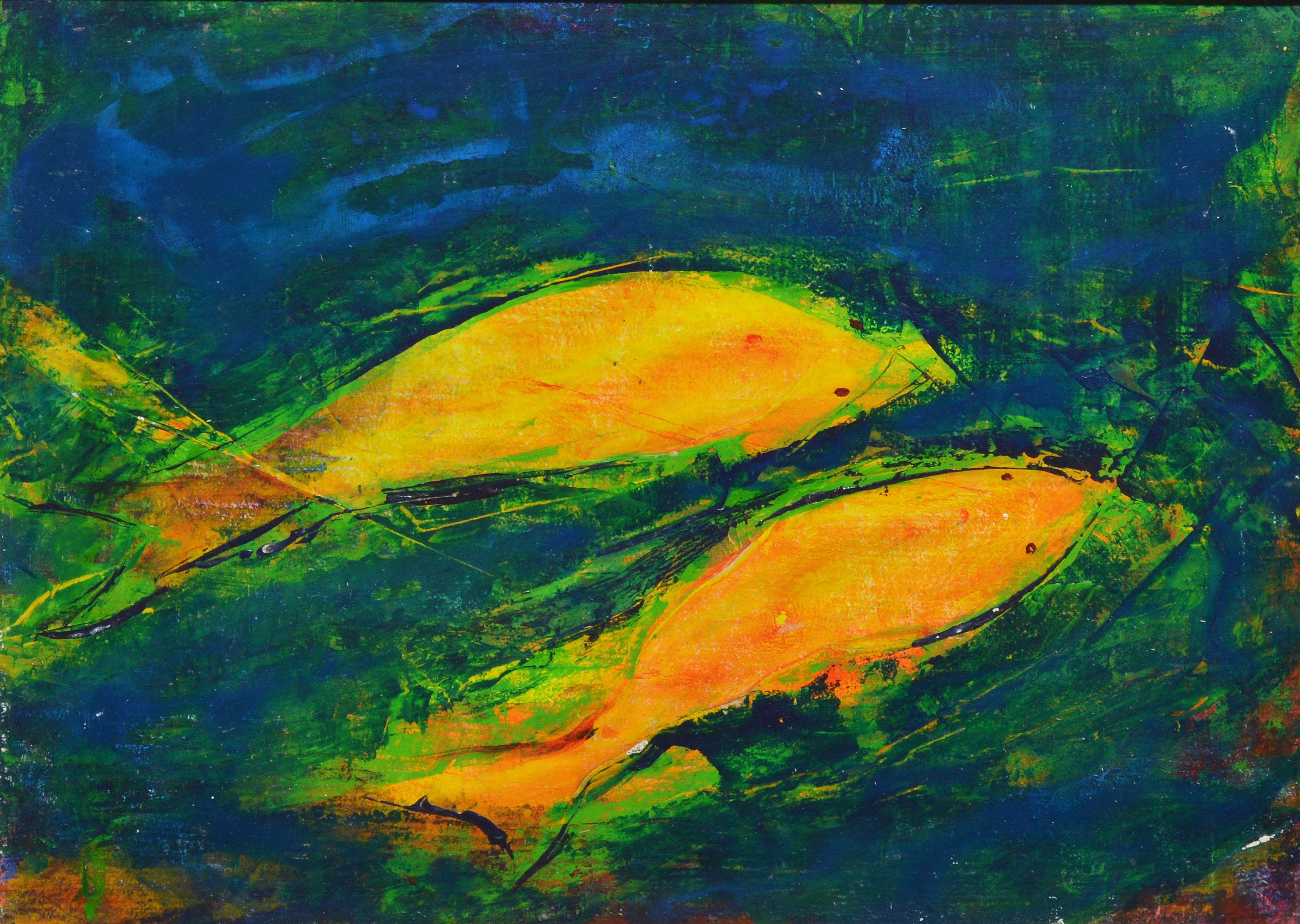 Alexandra Merker - Vintage Modernist Pop Art Abstract Fish Still Life ...