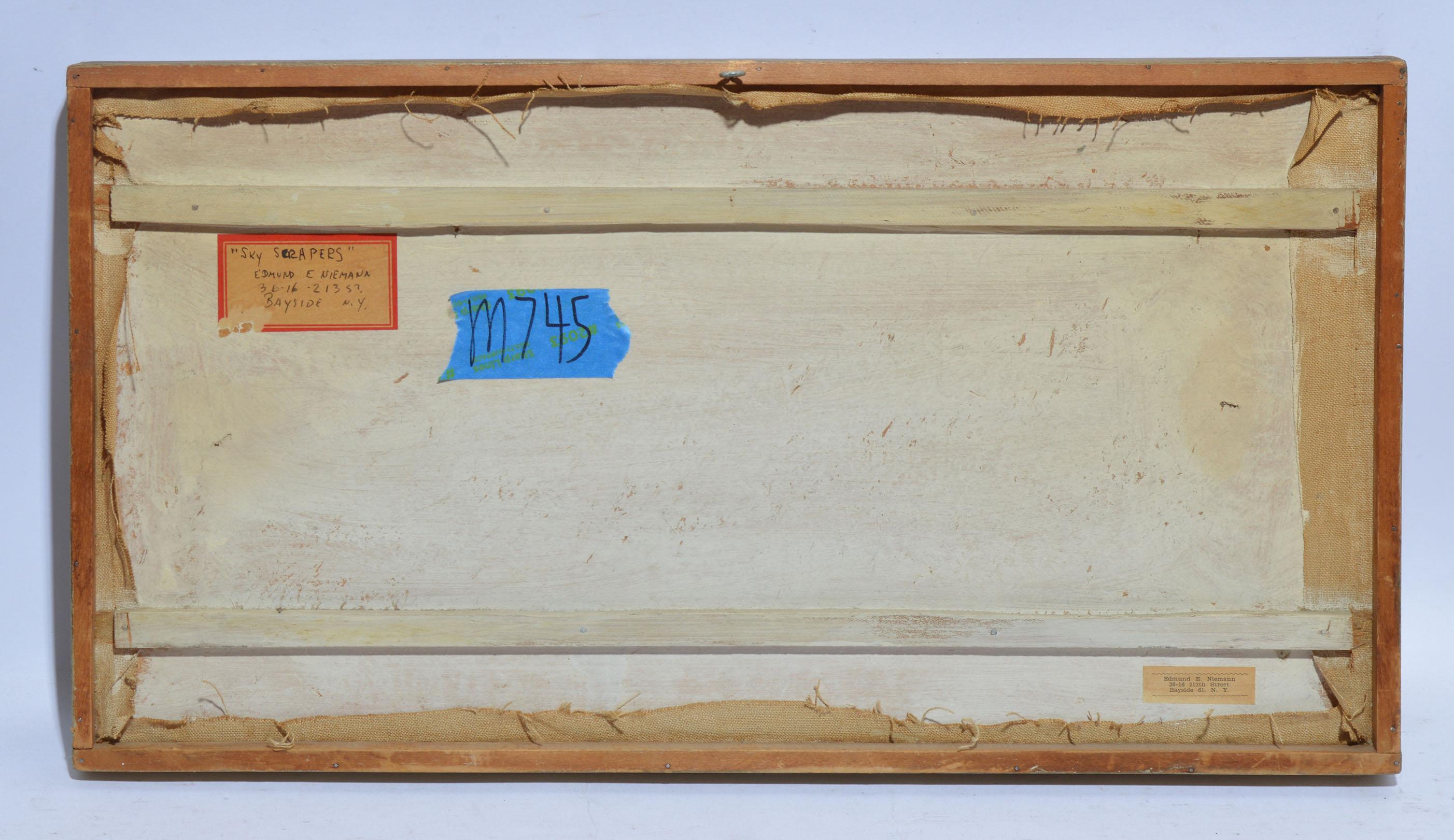 Edmund E Niemann - Vintage Mid Century Modern Abstract Cityscape Oil ...