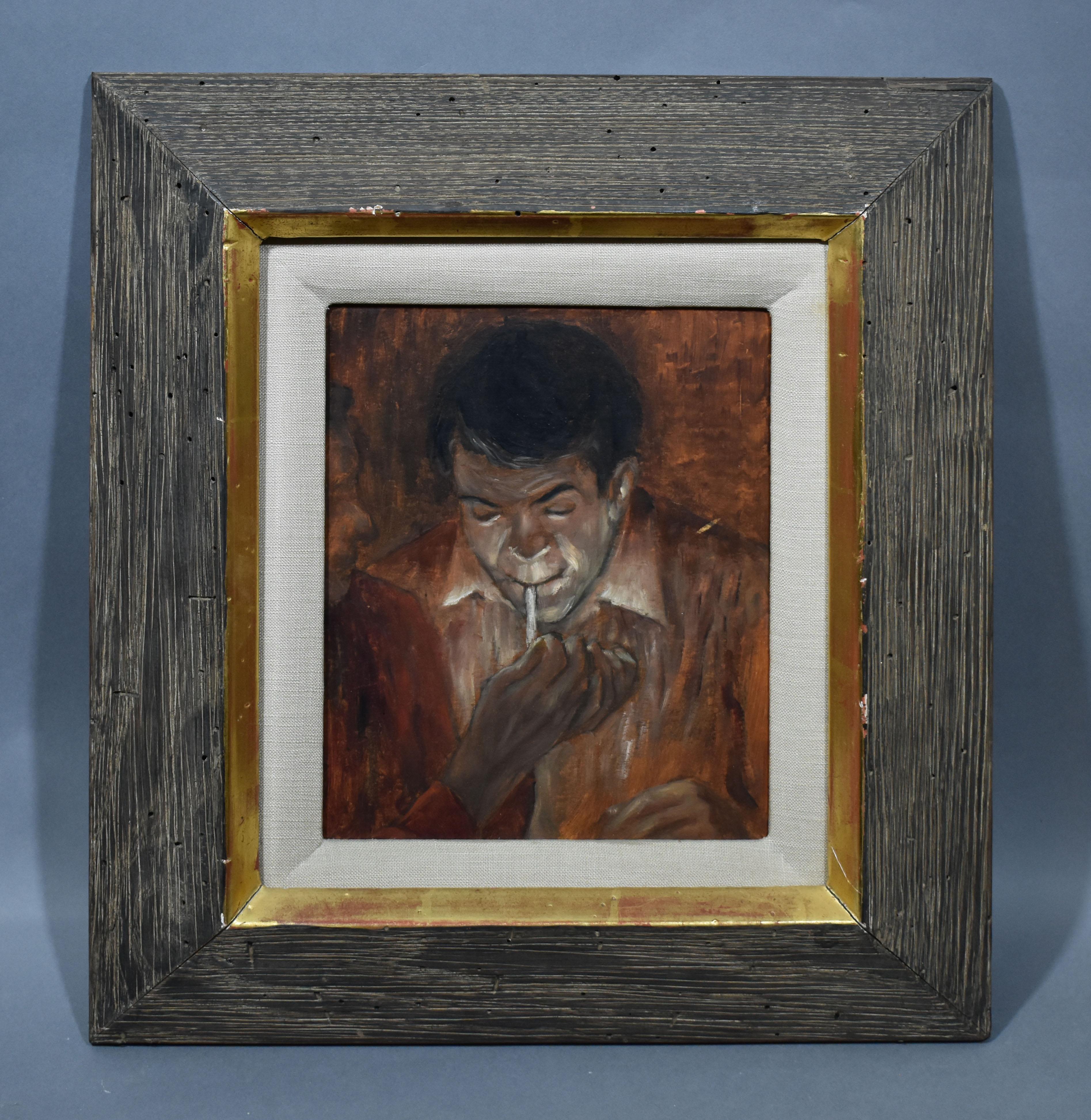 Carl Laughlin (born 1926) - Antique American Modernist WPA Male Smoking ...
