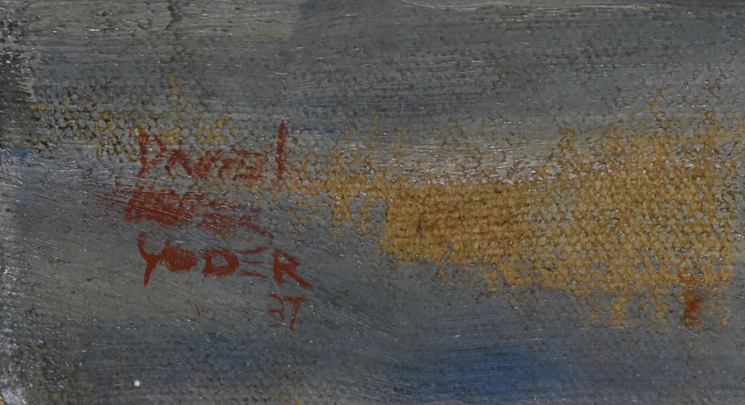 Daniel Yoder - Antique American Modernist Industrial Philadelphia Factory Signed Oil Painting at ...