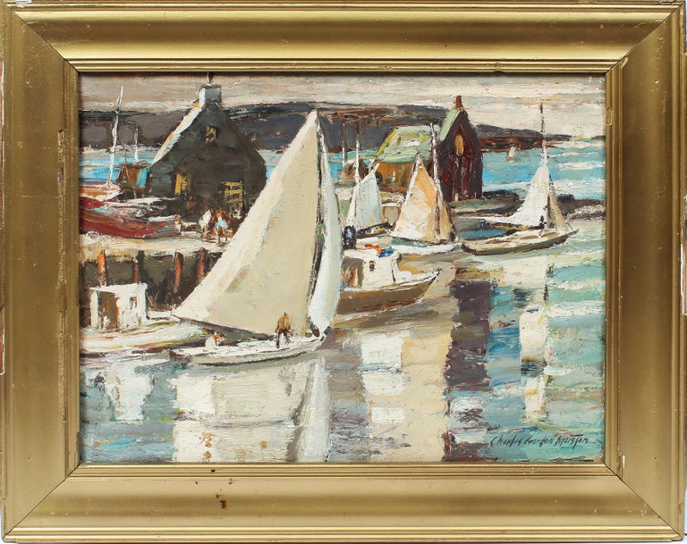 Charles Marston - Antique American Impressionist New England Harbor ...